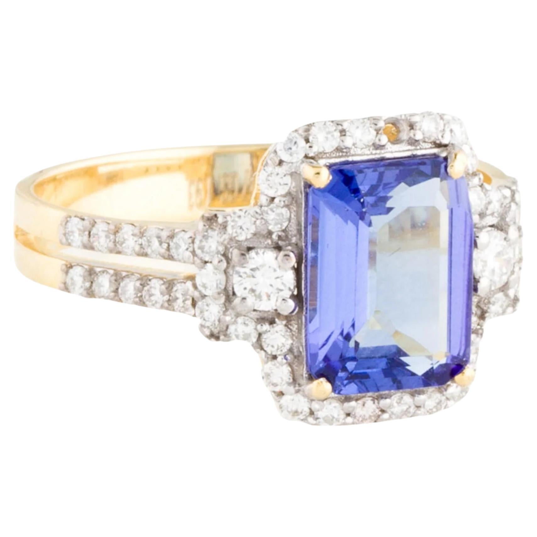 Customizable Tanzanite and Diamonds Ring 14k Solid Gold, Italian Fine ...