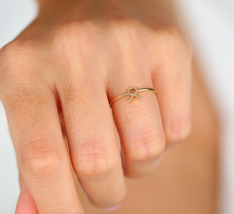 Customizable 14K Gold Taurus Zodiac Ring, Taurus Sign Zodiac Ring For ...
