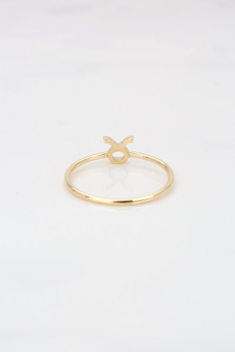 Customizable 14K Gold Taurus Zodiac Ring, Taurus Sign Zodiac Ring For ...