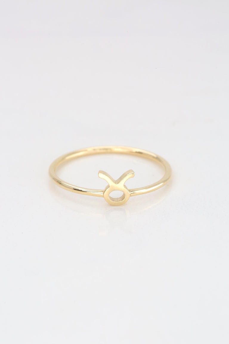 Customizable 14K Gold Taurus Zodiac Ring, Taurus Sign Zodiac Ring For ...