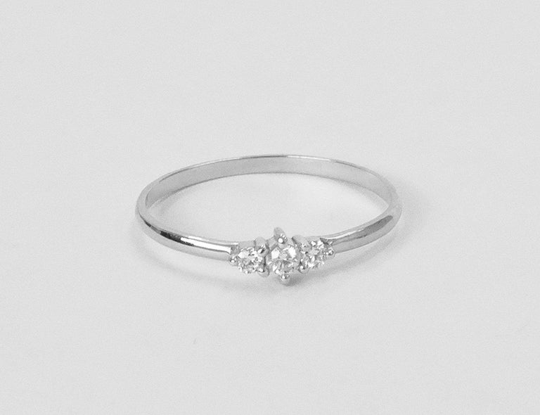 Customizable 14k Gold Three Stone Diamond Engagement Ring Trio Diamond ...