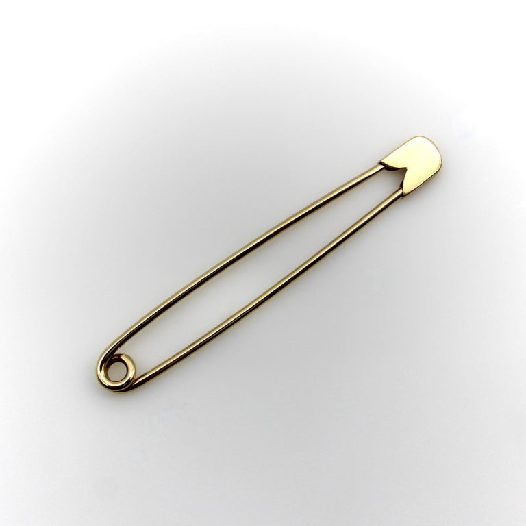 14k Gold Tiffany and Co. Retro Large Safety Pin Brooch For Sale at 1stDibs