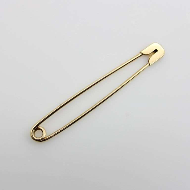14k Gold Tiffany and Co. Retro Large Safety Pin Brooch For Sale at 1stDibs