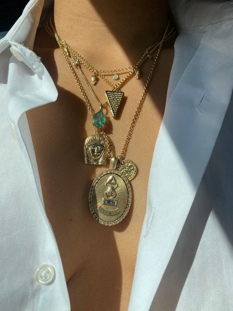 14k Gold Triangle Abracadabra Locket Talisman For Sale at 1stDibs