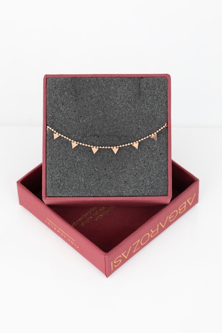 14K Gold Triangle Chain Bracelet, 585K Gold Triangle Prism Shaped Chain ...