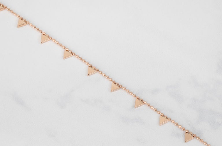 14K Gold Triangle Chain Bracelet, 585K Gold Triangle Prism Shaped Chain ...