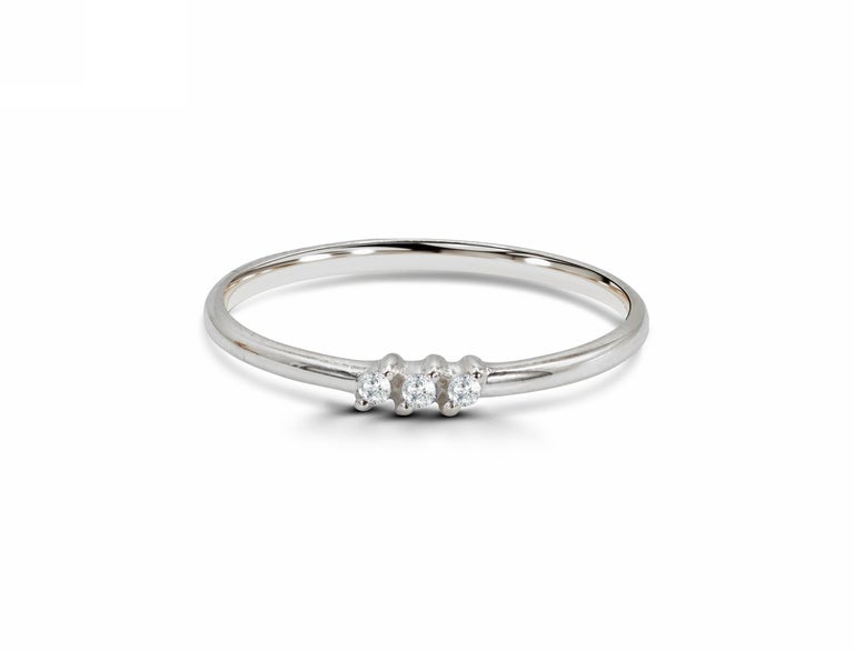 Customizable 14k Gold Trio Diamond Band Ring Mini Diamond Ring For Sale at 1stDibs