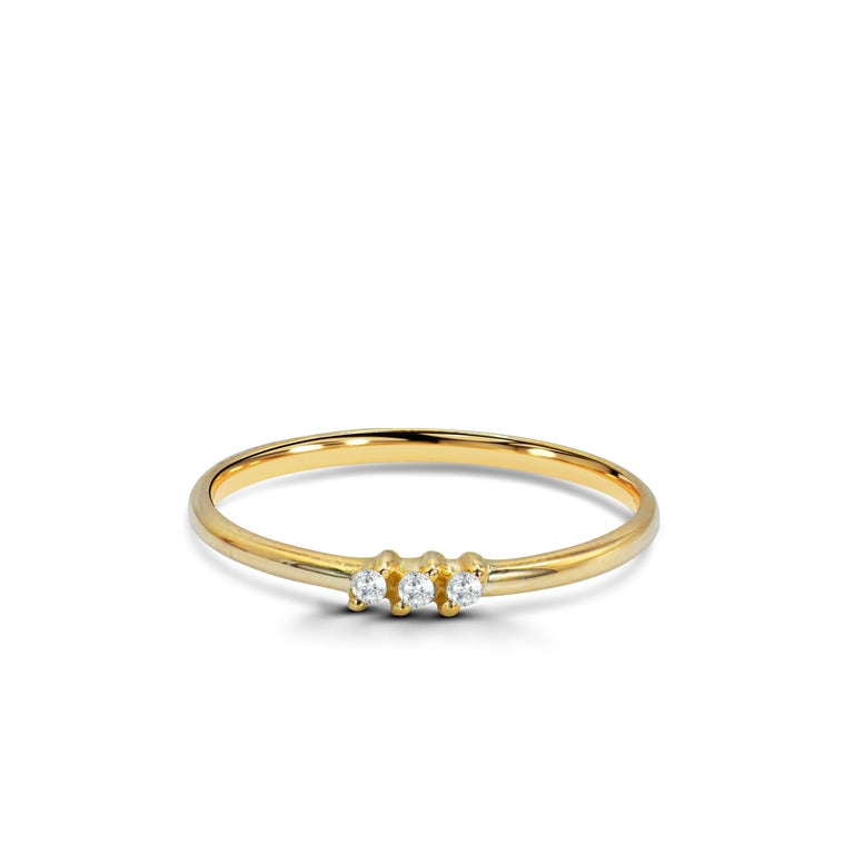 Customizable 14k Gold Trio Diamond Band Ring Mini Diamond Ring For Sale ...