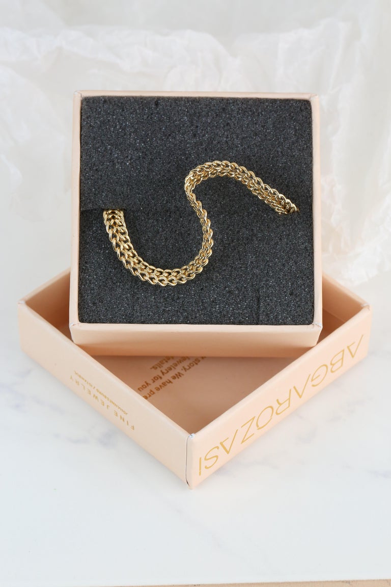 14k Gold Twin Chain Bracelet, Gold Double Chain Dainty Bracelet For ...
