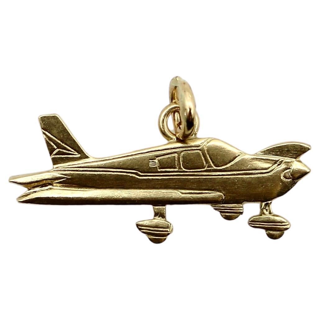 14K Yellow Gold Airplane Charm at 1stDibs