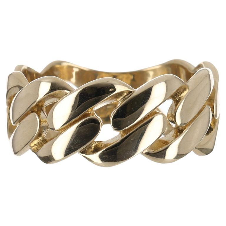 14K Gold Unisex Solid Cuban Link Ring For Sale at 1stDibs