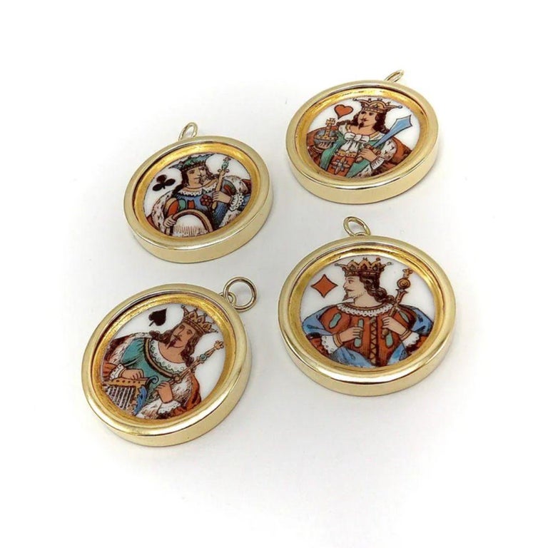 14k Gold Victorian Era King of Hearts Whist Marker Pendant For Sale at ...