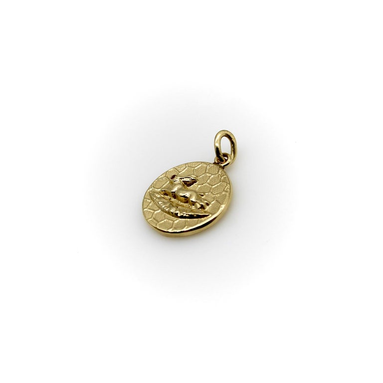 14k Gold Victorian Inspired Signature Running Rabbit Pendant-Charm with ...