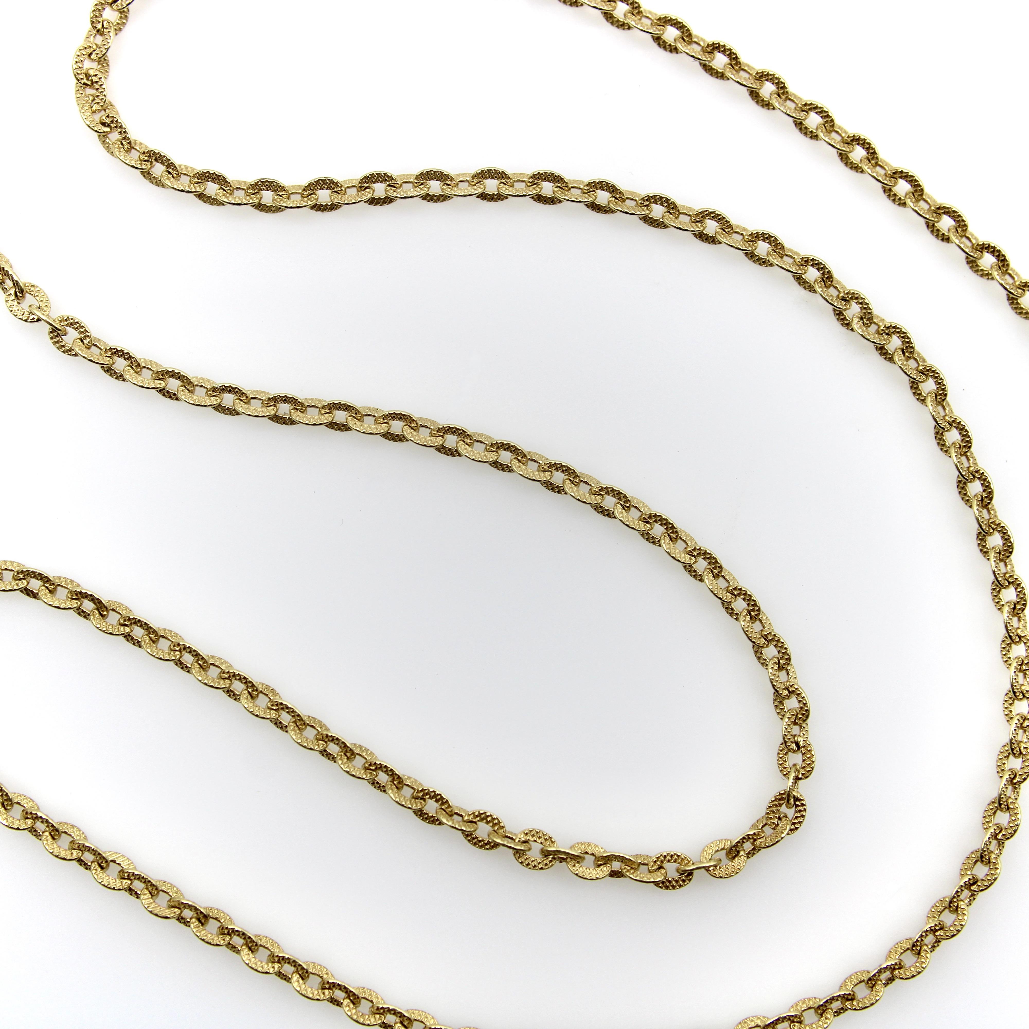 14K Gold Vintage Italian Textured Link Chain at 1stDibs