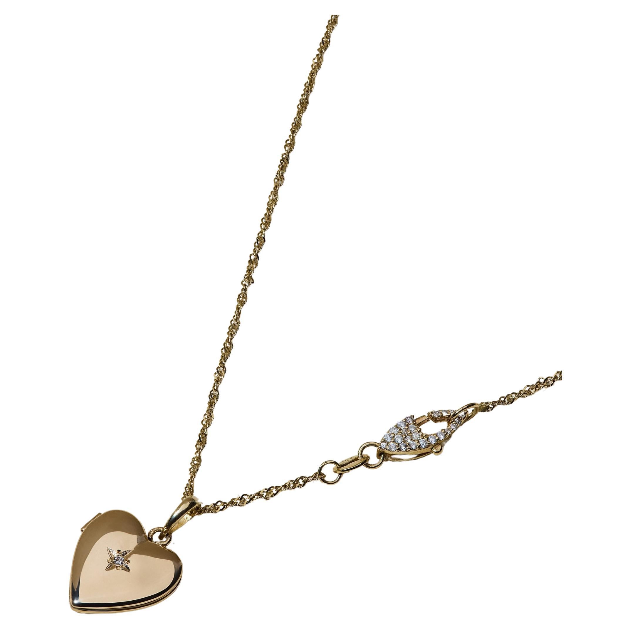 1970s 14k Gold Diamond Heart Locket Necklace For Sale at 1stDibs ...
