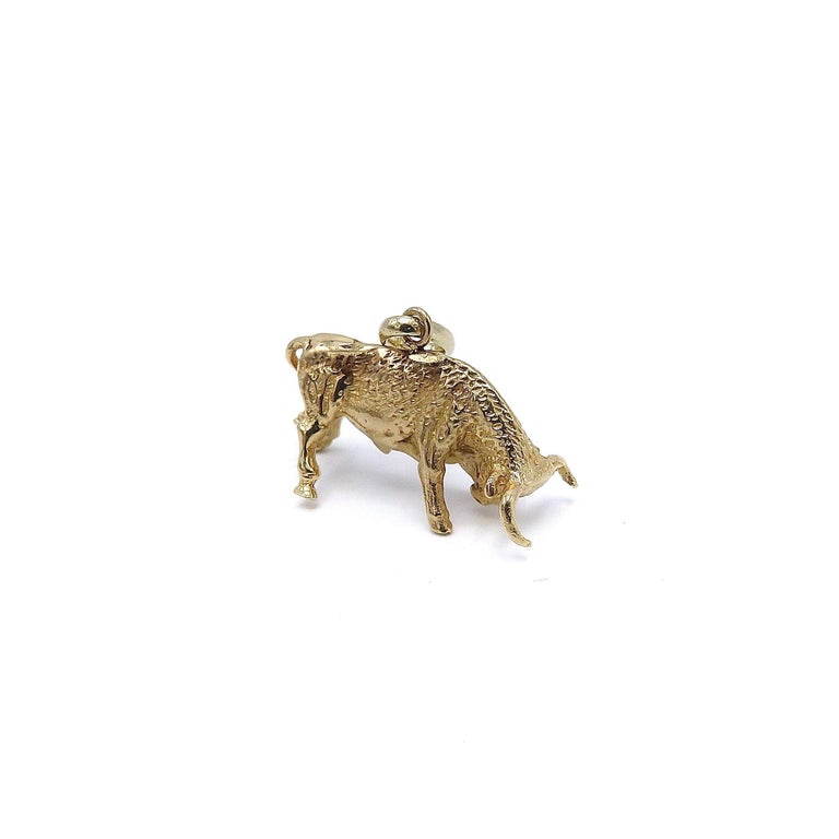 14k Gold Vintage Taurus Bull Pendant / Charm For Sale at 1stDibs