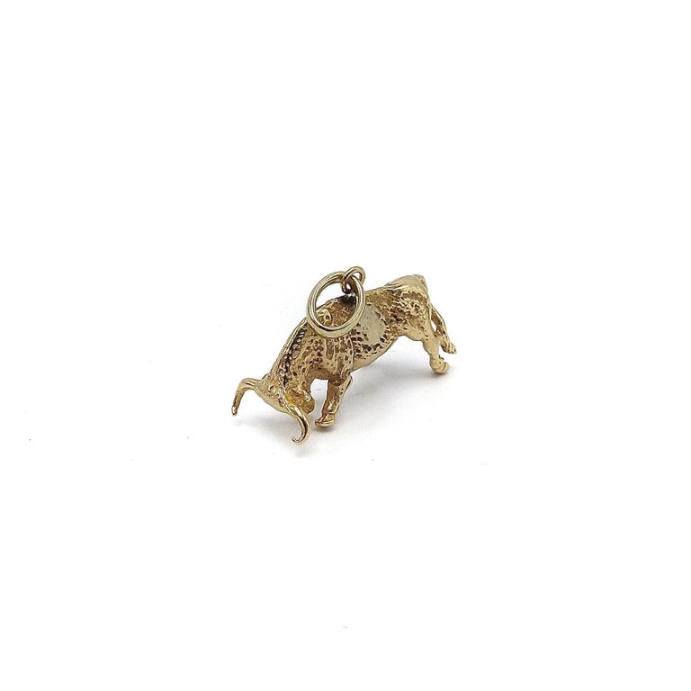 14k Gold Vintage Taurus Bull Pendant / Charm For Sale at 1stDibs