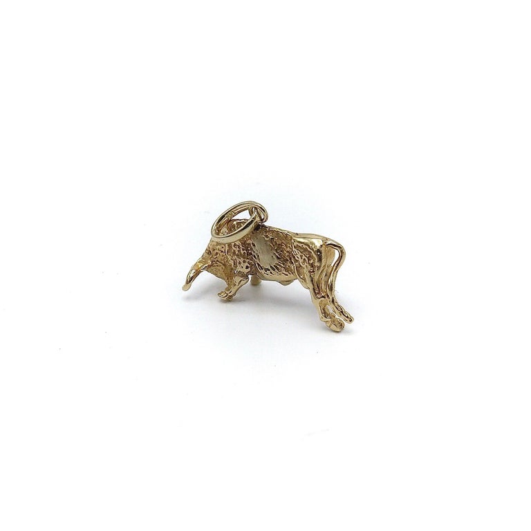 14k Gold Vintage Taurus Bull Pendant / Charm For Sale at 1stDibs