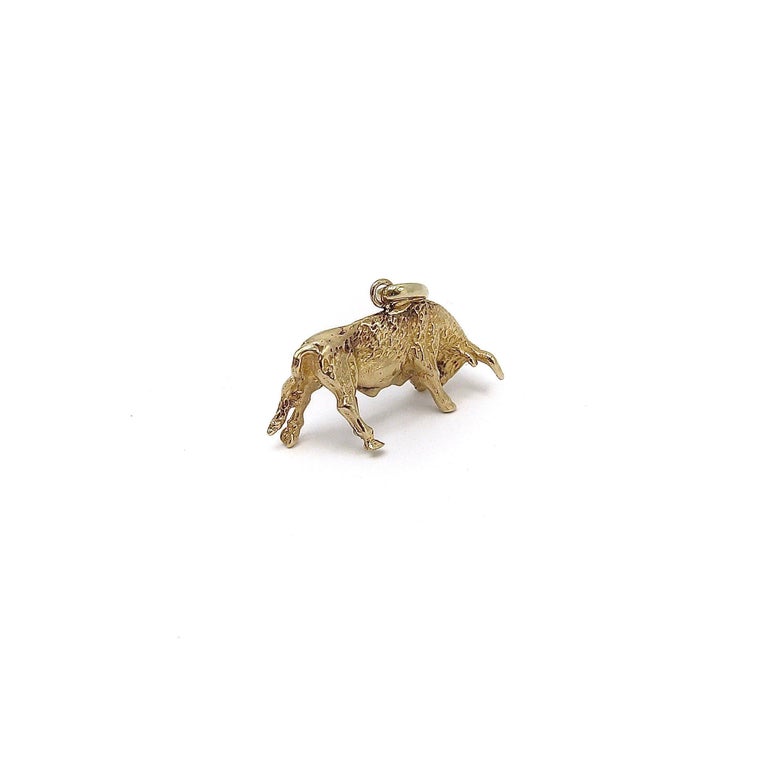 14k Gold Vintage Taurus Bull Pendant / Charm For Sale at 1stDibs