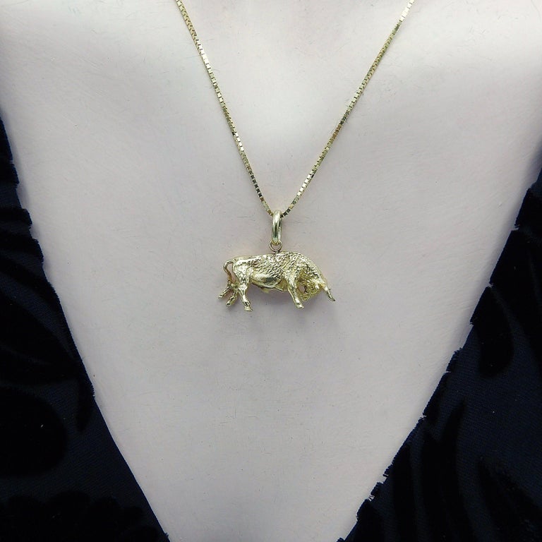 14k Gold Vintage Taurus Bull Pendant / Charm For Sale at 1stDibs