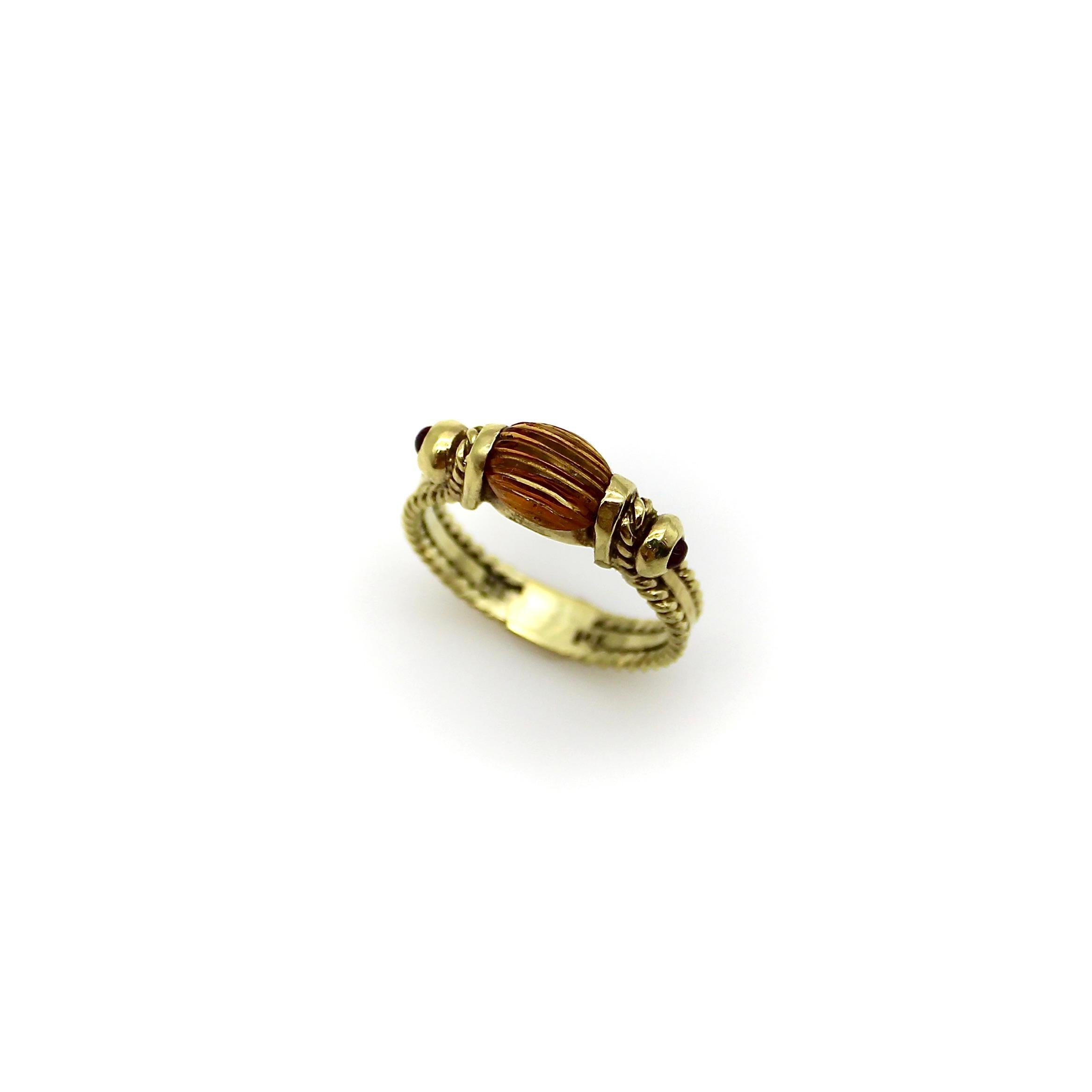 14K Gold Vintage Topaz and Ruby Ring For Sale at 1stDibs