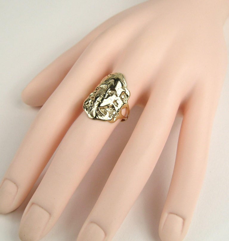 14 Karat Gold Woman's Face Portrait Ring For Sale at 1stDibs | women's ...