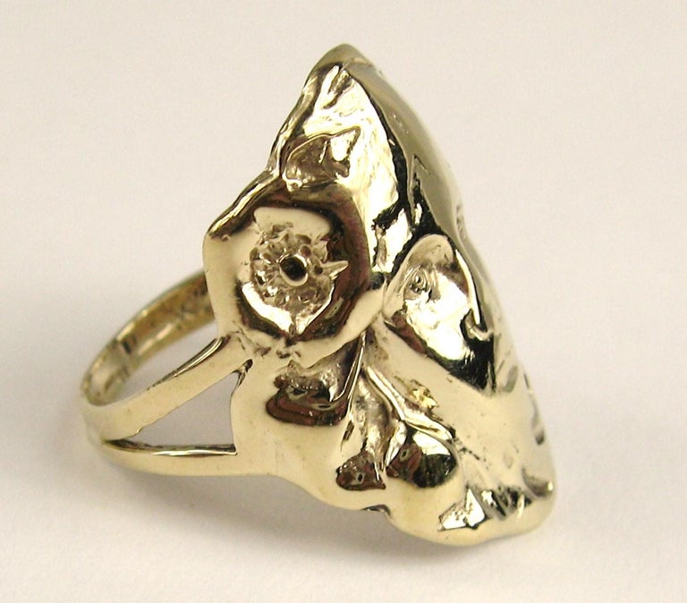 14 Karat Gold Woman's Face Portrait Ring For Sale at 1stDibs | women's ...