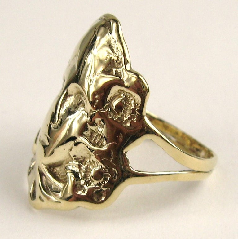 14 Karat Gold Woman's Face Portrait Ring For Sale at 1stDibs | women's ...