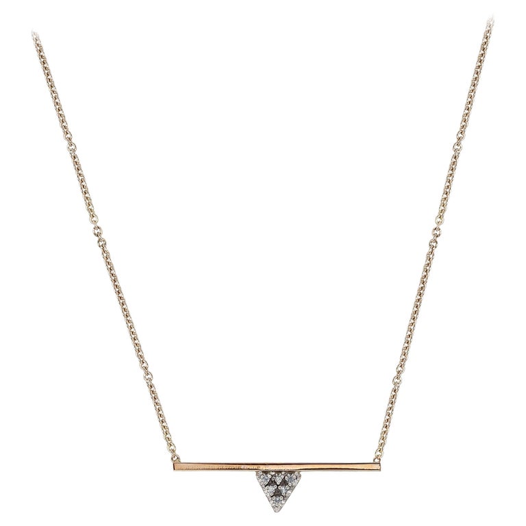 14k Gold Zoë Chicco Bar Triangle Diamond Pendant Necklace For Sale at ...