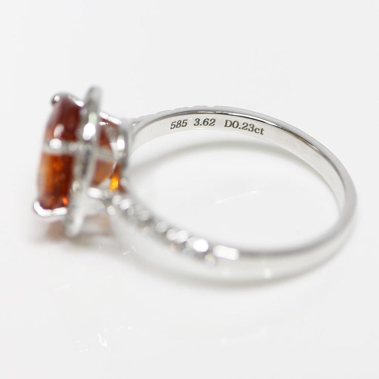 14K IGI 3.62 Ct Fanta Garnet&Diamonds Antique Art Deco Style Engagement ...