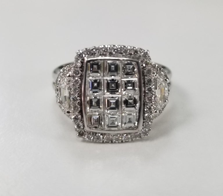 Bague à 3 pierres en or 14 carats sertie d'un diamant taille Asscher ...
