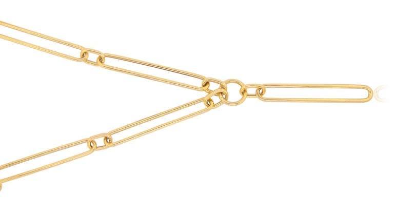 14 Karat Italian Elongated Yellow Gold Paperclip Chain at 1stDibs