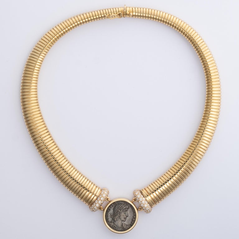 14K Italian Made Necklace with 348 AD Roman Coin with Emperor ...