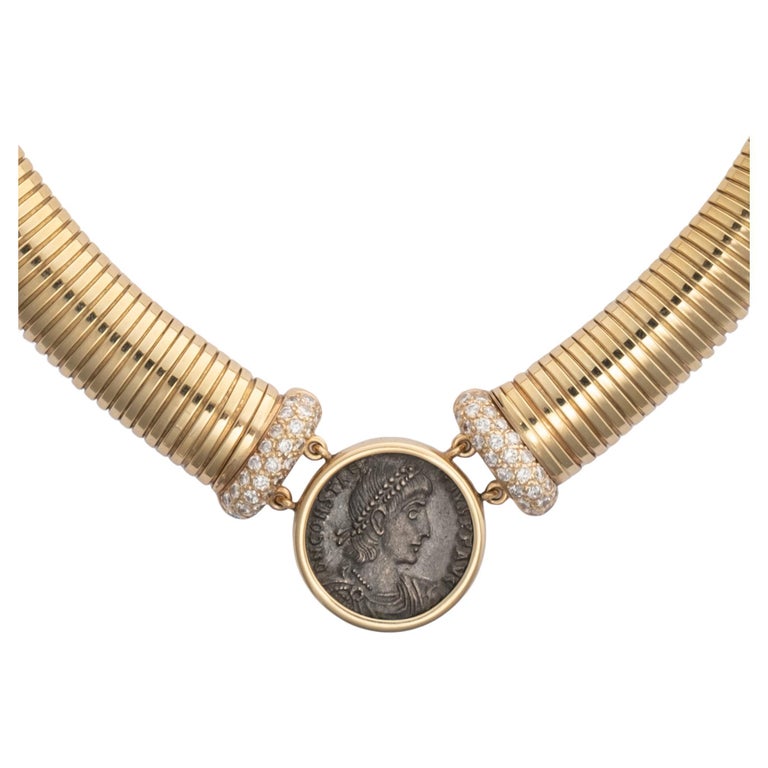 14K Italian Made Necklace with 348 AD Roman Coin with Emperor ...