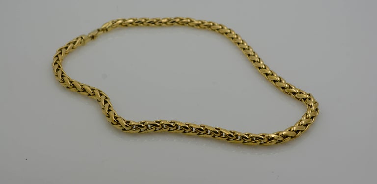 14K Italian Yellow Gold Italian Wheat Chain Necklace at 1stDibs | 14k ...
