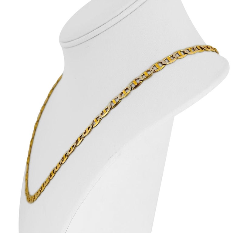 14k Karat Yellow and White Gold Diamond Cut Gucci Link Chain Necklace ...