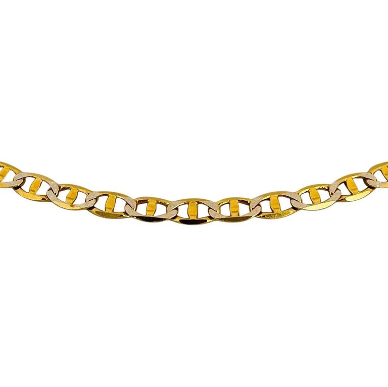 14k Karat Yellow and White Gold Diamond Cut Gucci Link Chain Necklace ...