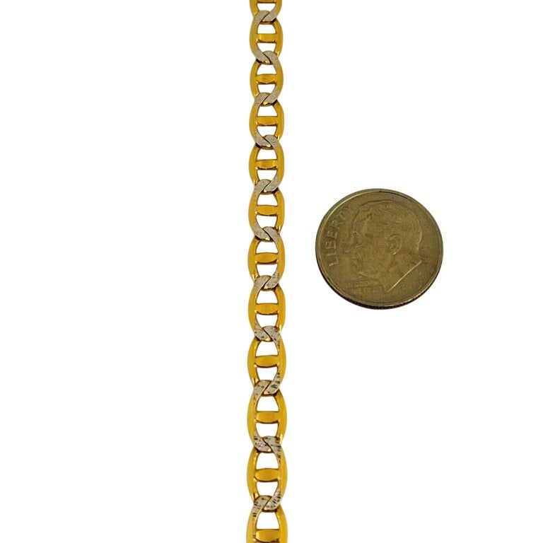 14k Karat Yellow and White Gold Diamond Cut Gucci Link Chain Necklace ...
