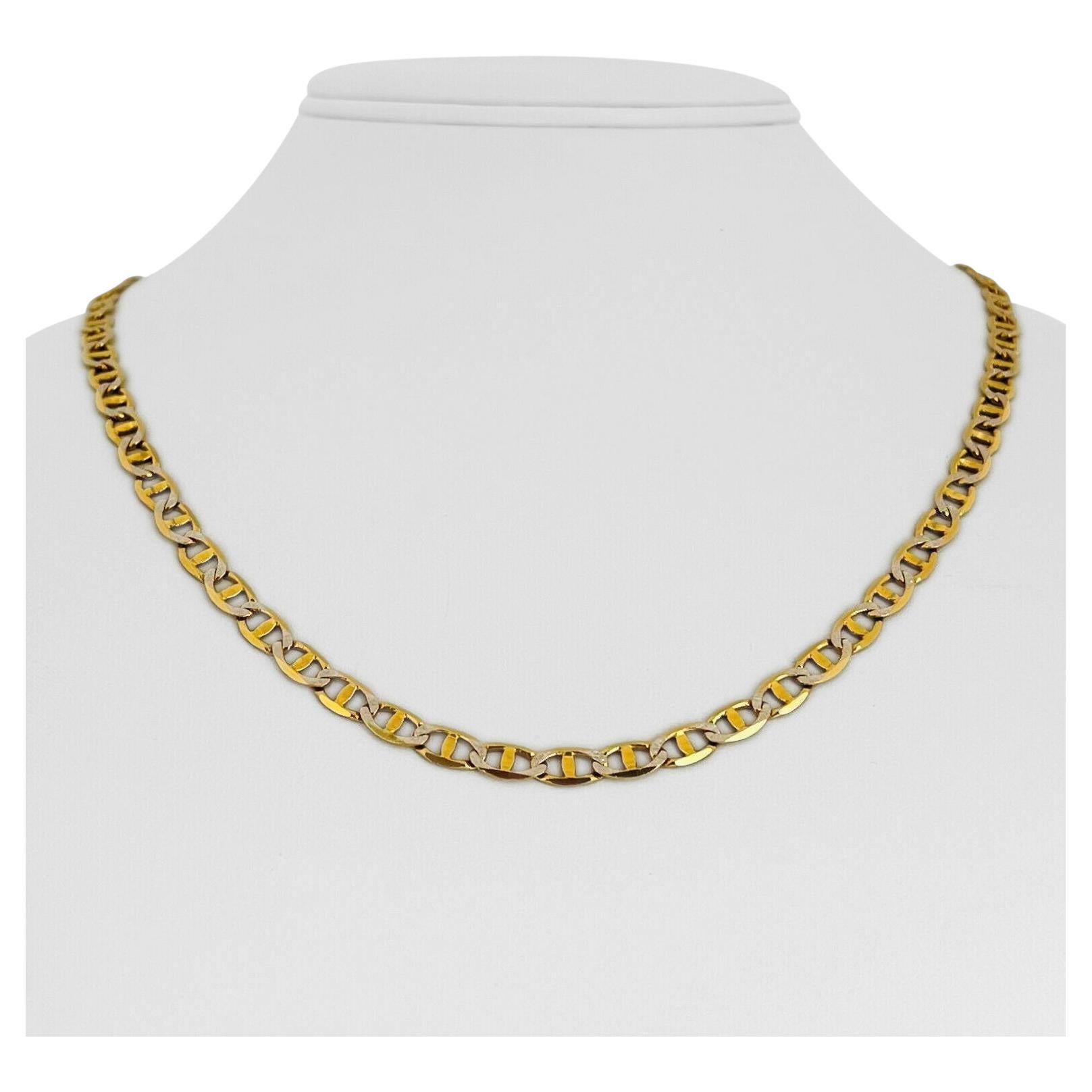 14 Karat Yellow Gold Diamond Cut Mariner Gucci Link Chain Necklace ...