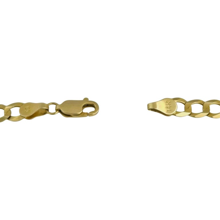 14k Karat Yellow Gold Hollow Light Flat Curb Link Chain Necklace For ...