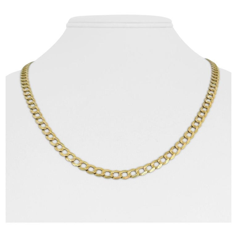 14k Karat Yellow Gold Hollow Light Flat Curb Link Chain Necklace For ...
