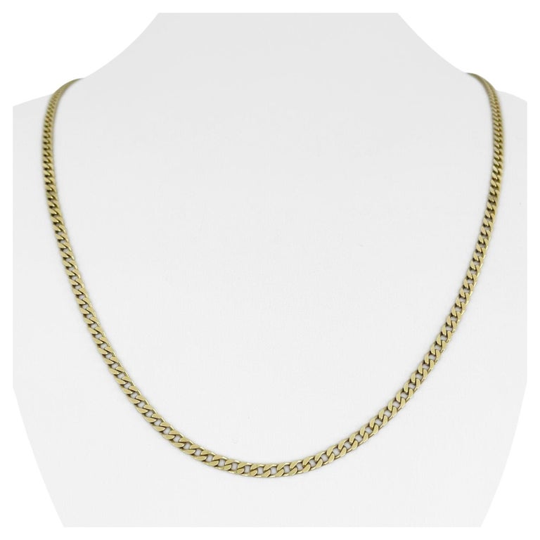 14k Karat Yellow Gold Solid Curb Link Chain Necklace Italy For Sale at ...