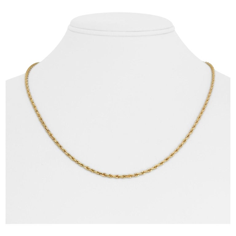 14k Karat Yellow Gold Solid Thin Diamond Cut Rope Chain Necklace For ...