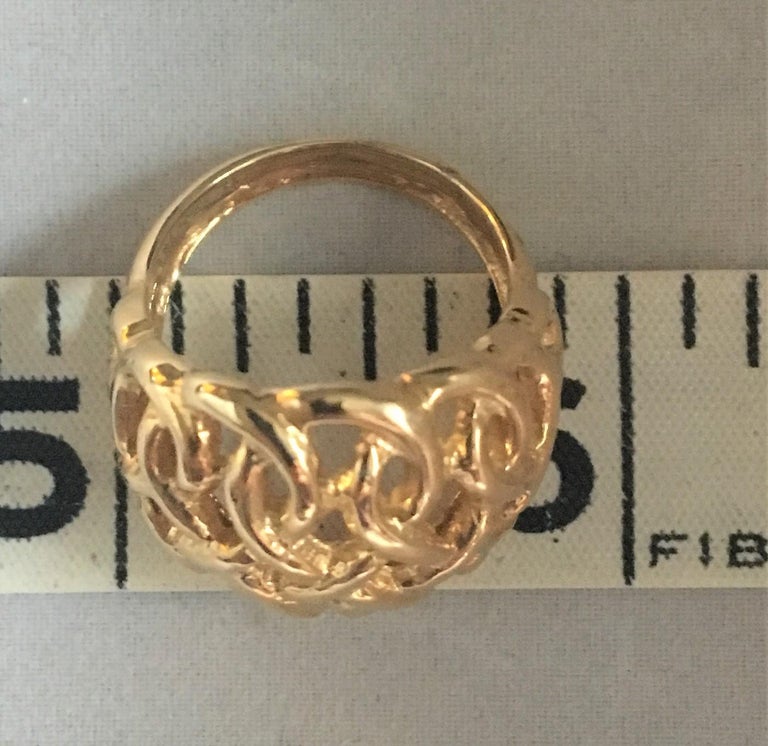 14 Karat Large Basket Dome Ring For Sale at 1stDibs