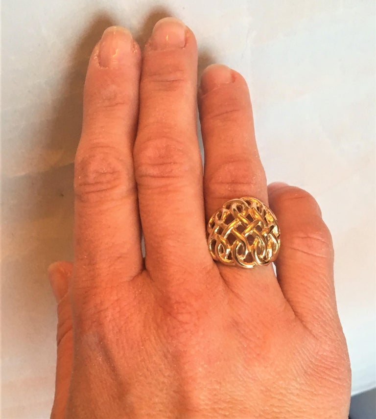 14 Karat Large Basket Dome Ring For Sale at 1stDibs