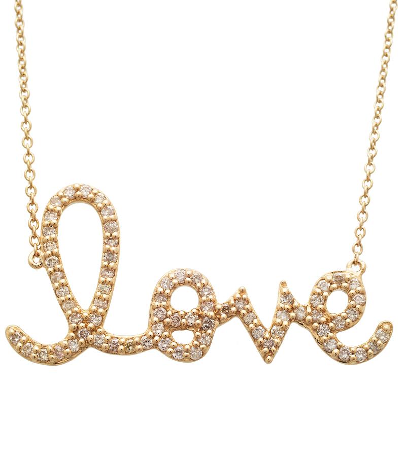 Sydney Evan 14k Large Rose Gold and Diamond Love Script Necklace For ...