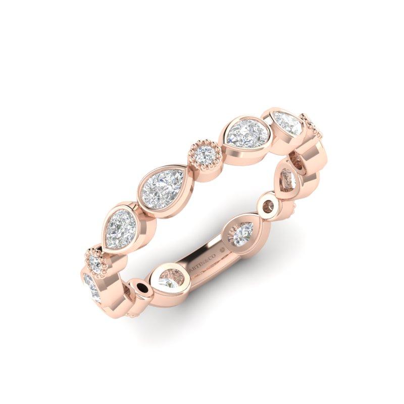 14K Pear-shaped and Round Diamond Bezel Stackable/Wedding Band For Sale at 1stDibs