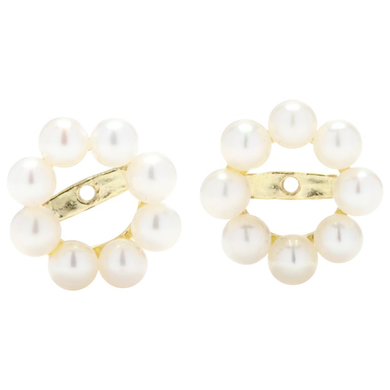 14K Pearl Earring Jackets at 1stDibs