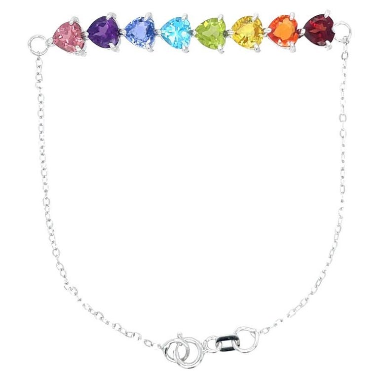 14K Rainbow Gem Chain Bracelet For Sale at 1stDibs