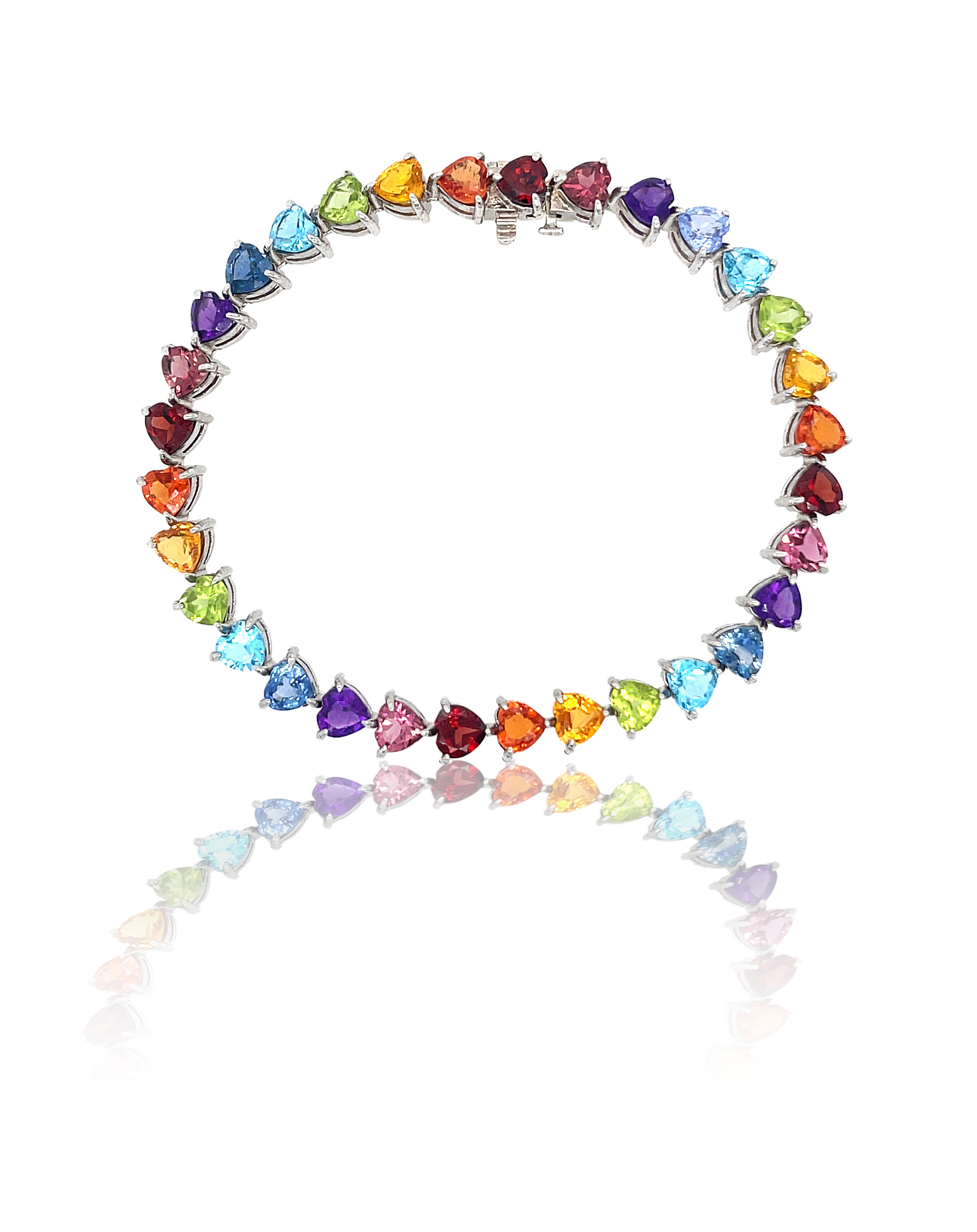 14 Karat White Gold Rainbow Sapphire Tennis Bracelet At 1stdibs